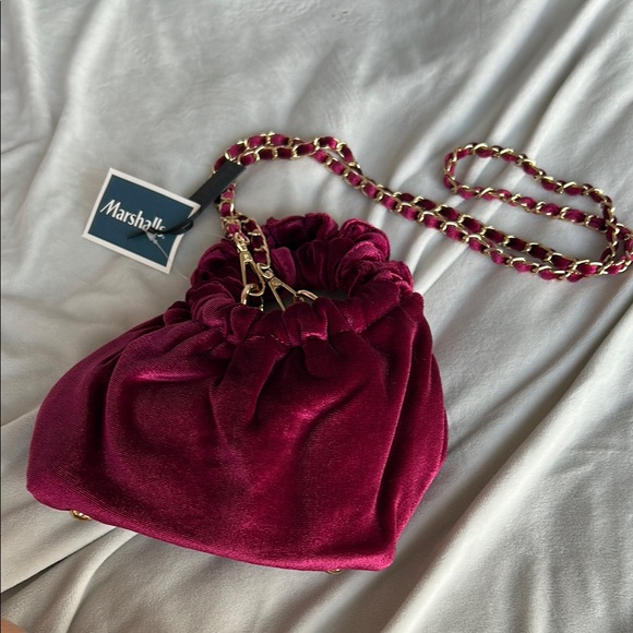 Marshall | Bags | Burgundy Mini Velvet Bag | Poshmark